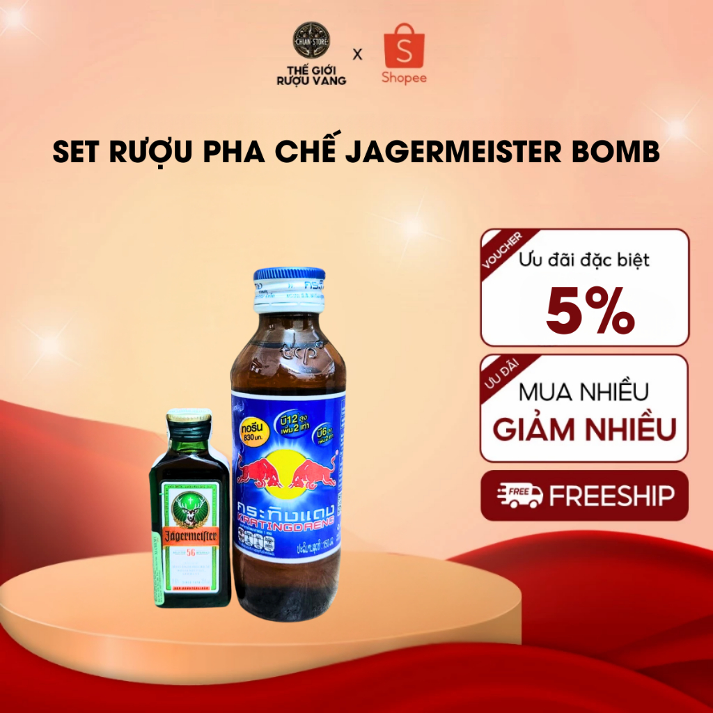 Set rượu pha chế Jagermeister Bomb: 1 Jagermeister mini 20ML + 1 tăng ...