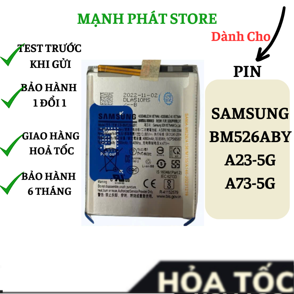 Pin Samsung A23-5G / A73-5G BM 526ABY ( Tặng keo dan và bộ sửa ...
