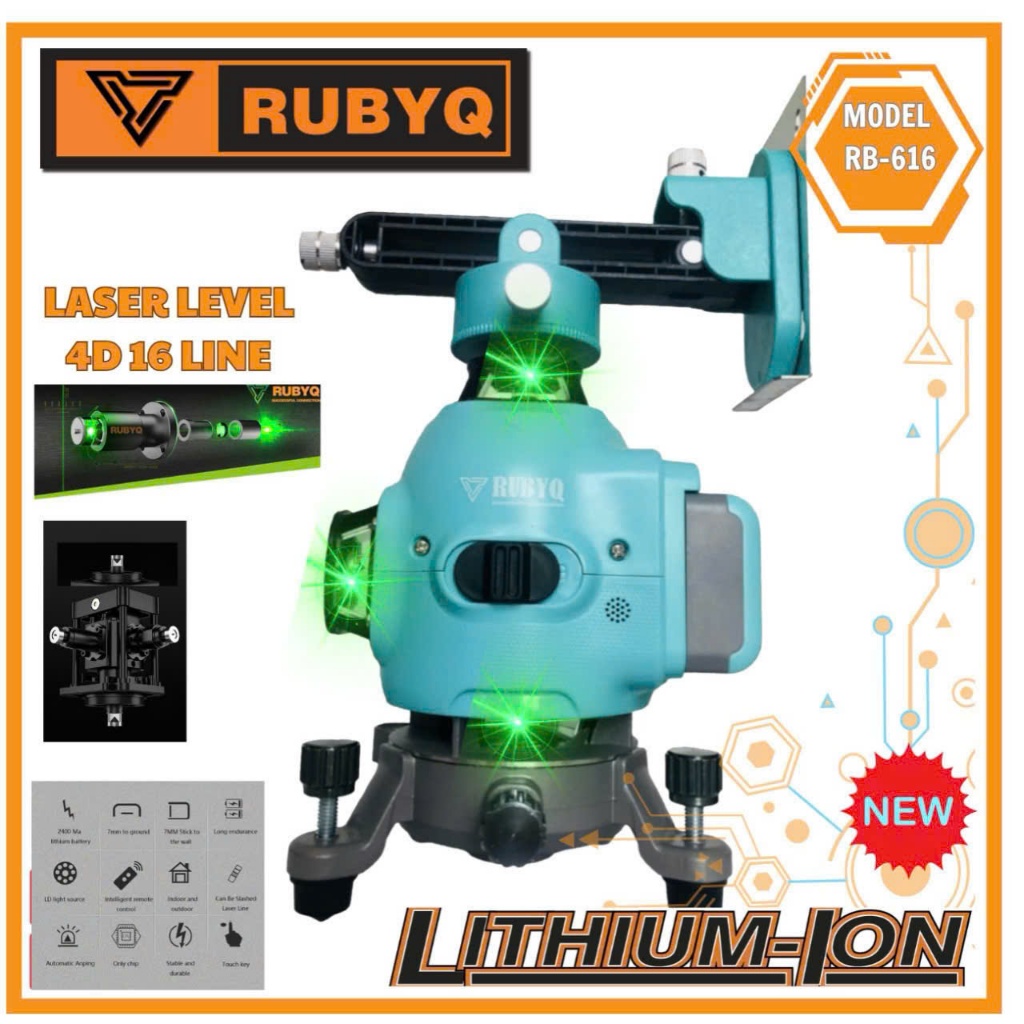 Máy Cân Bằng Laze Cao Cấp Siêu Sáng 16 tia Xanh RUBYQ RB-616 - Tặng kèm ...