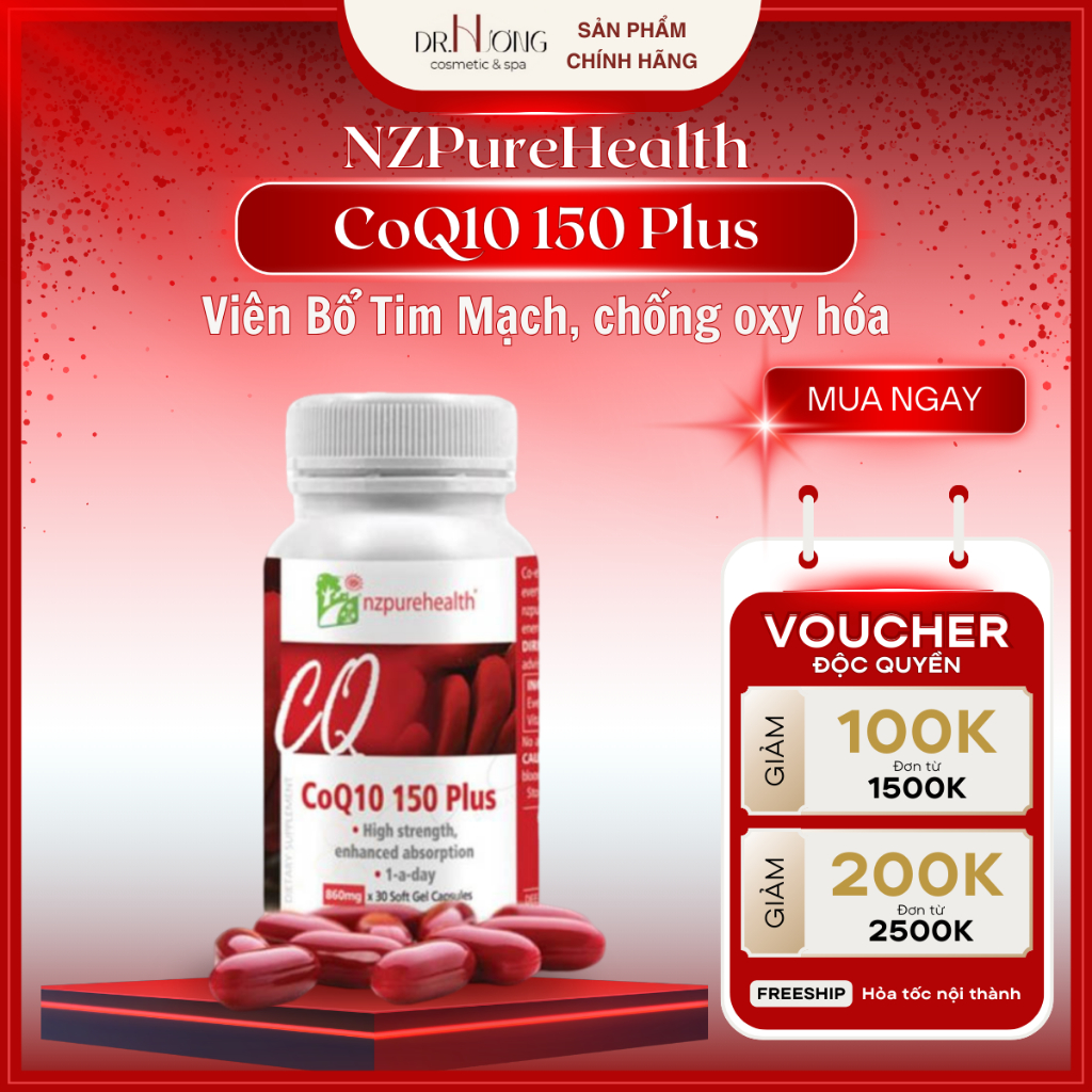 Viên uống bổ tim mạch New Zealand Nz Pure Health CoQ10 150 Plus 30 viên - Dr Như Hương | Shopee ...