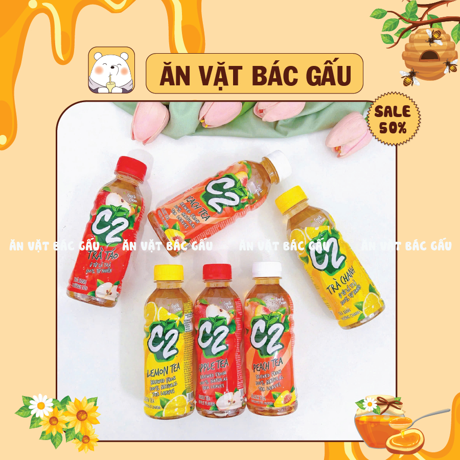 Nước C2 trà đào, trà chanh, trà táo 225ml Date mới | Shopee Việt Nam
