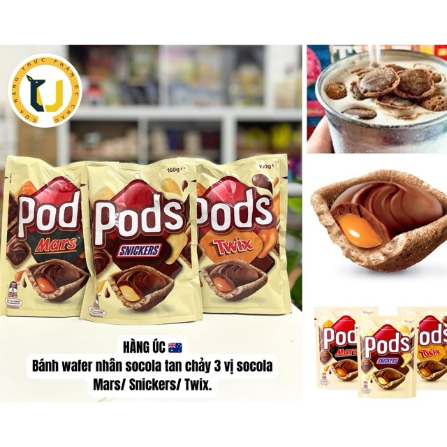 (HÀNG ÚC) Bánh quy xốp socola có nhân tan chảy vị socola MARS/ SNICKERS ...