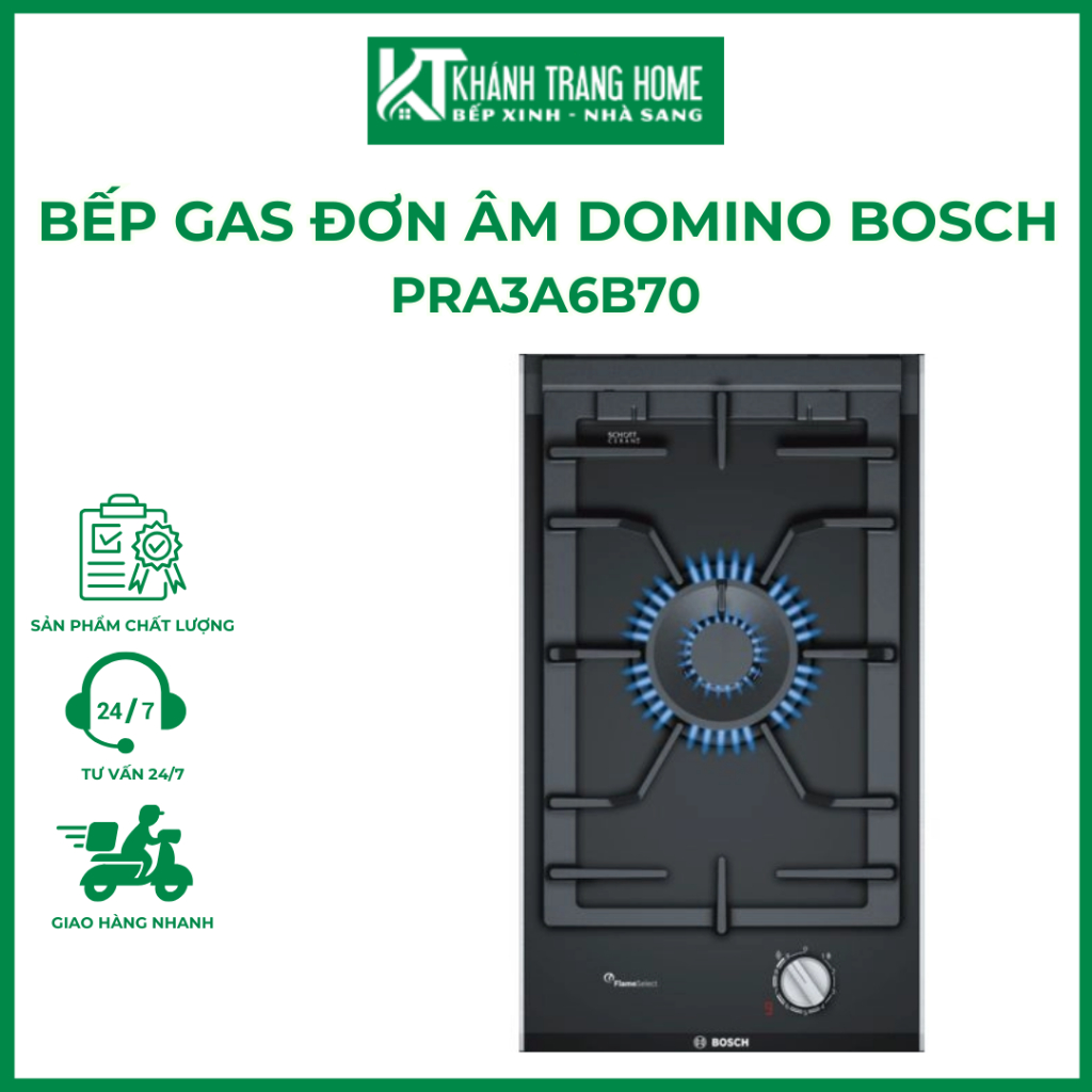 Bếp gas đơn âm DOMINO BOSCH PRA3A6B70 công suất 6 kw giúp nấu ăn nhanh ...