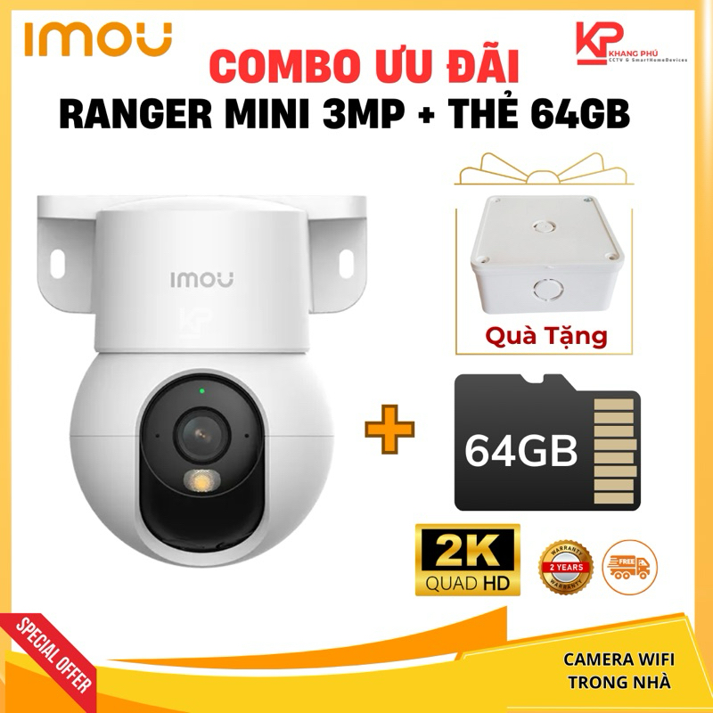 COMBO Camera Wifi Trong Nhà Imou Ranger Mini 3MP 2K K2MP-3H0WE / Ranger ...