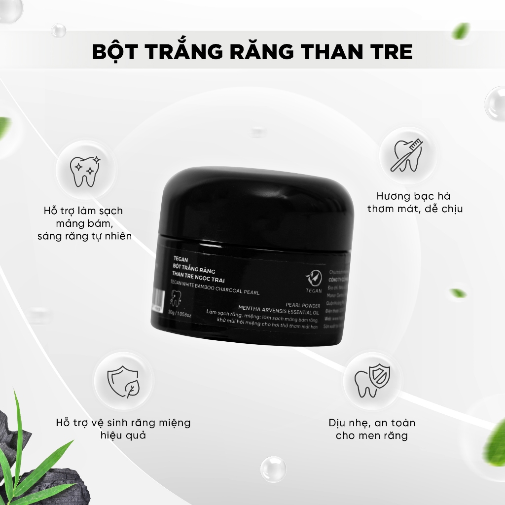 Bột Than Tre Ngọc Trai Tegan – Hỗ Trợ Làm Trắng Răng & Giữ Hơi Thở Thơm ...