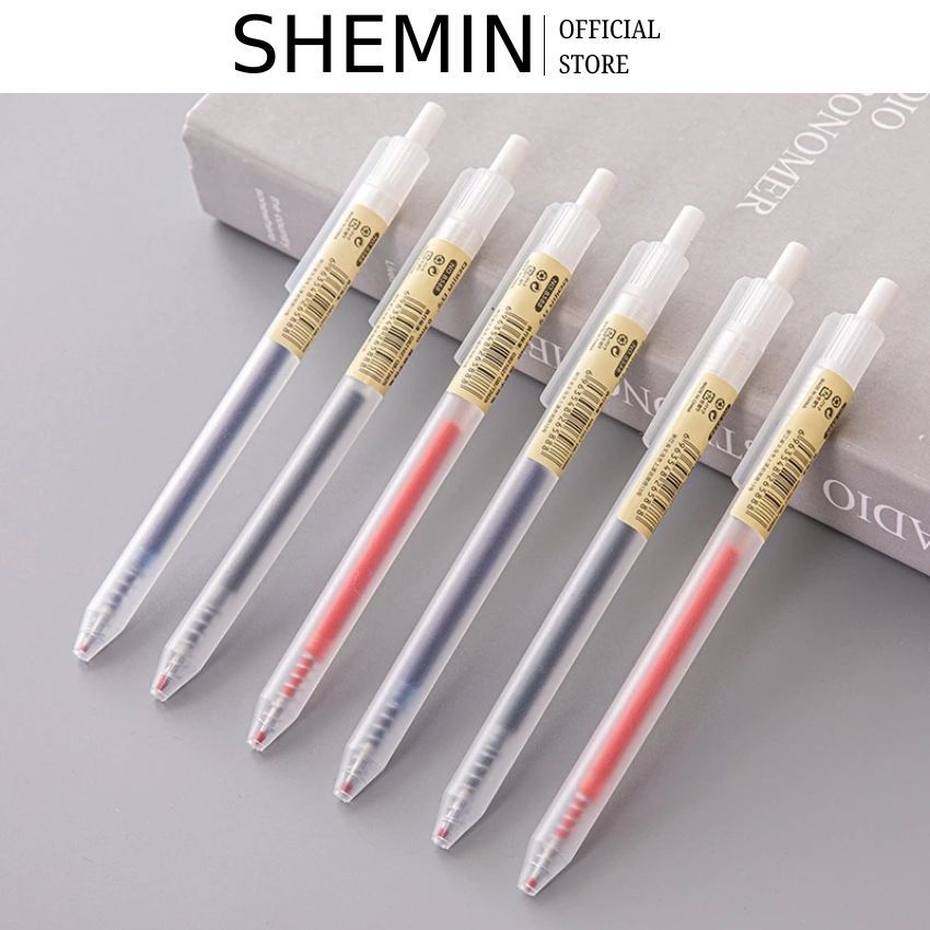 Bút Bi Mực Gel Thân Mờ Ngòi 0.5mm 3 Màu Xanh Đen Đỏ Viết Trơn Ra Đều ...
