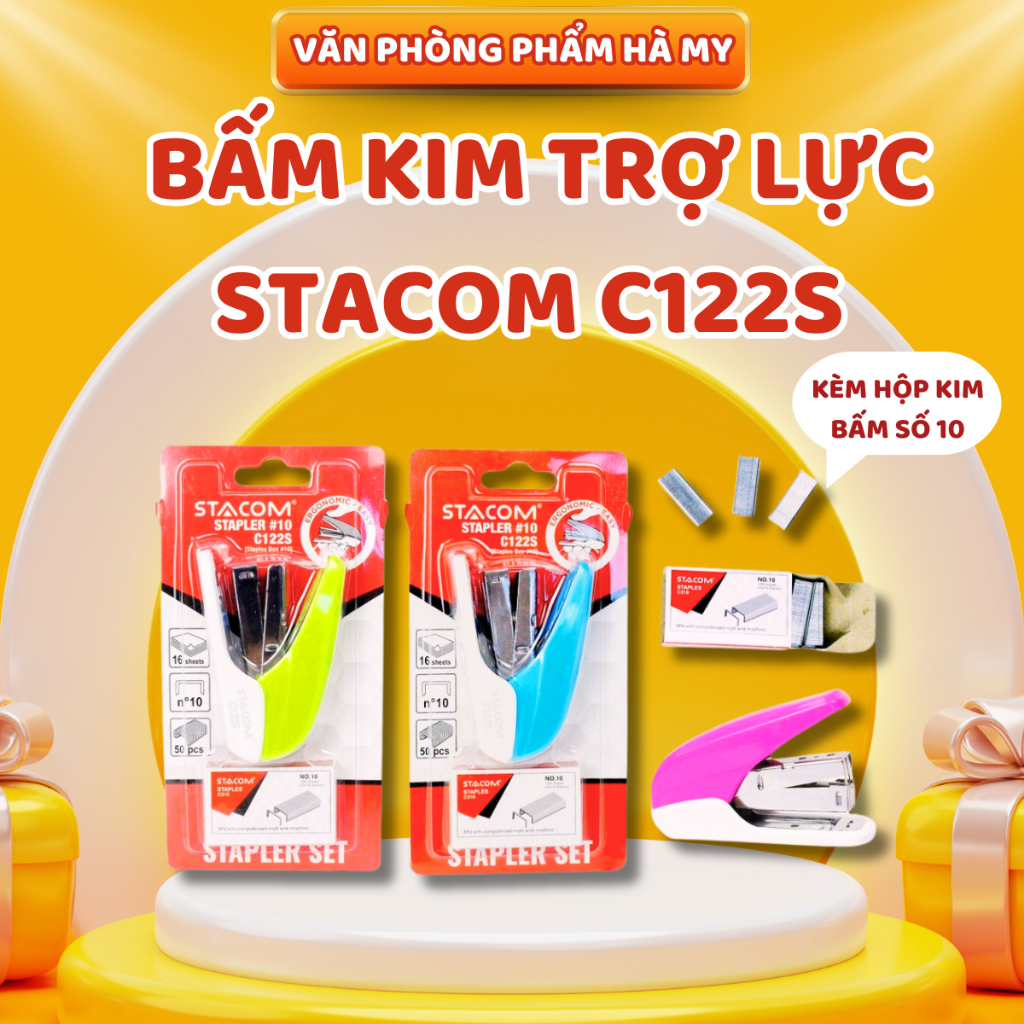 Dập Ghim số 10 có trợ lực STACOM - C122S kèm hộp kim bấm | Shopee Việt Nam