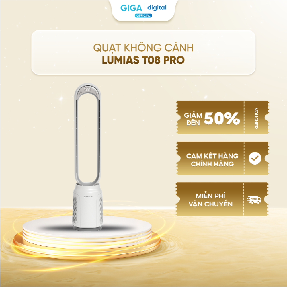 Quạt không cánh Lumias T08 Pro - 38W, 3 chế độ gió - Tia UV khử khuẩn | Shopee Việt Nam