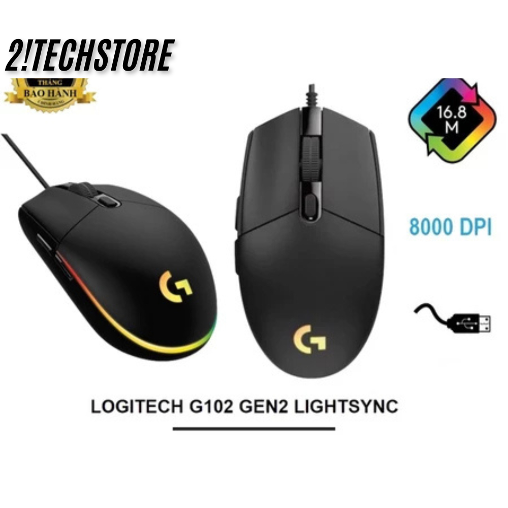 Chuột Có Dây Logitech G102 (OEM) - Tốc Độ Cao 8000 DPI, Thiết Kế Ergonomic, BH 12T | Shopee Việt Nam