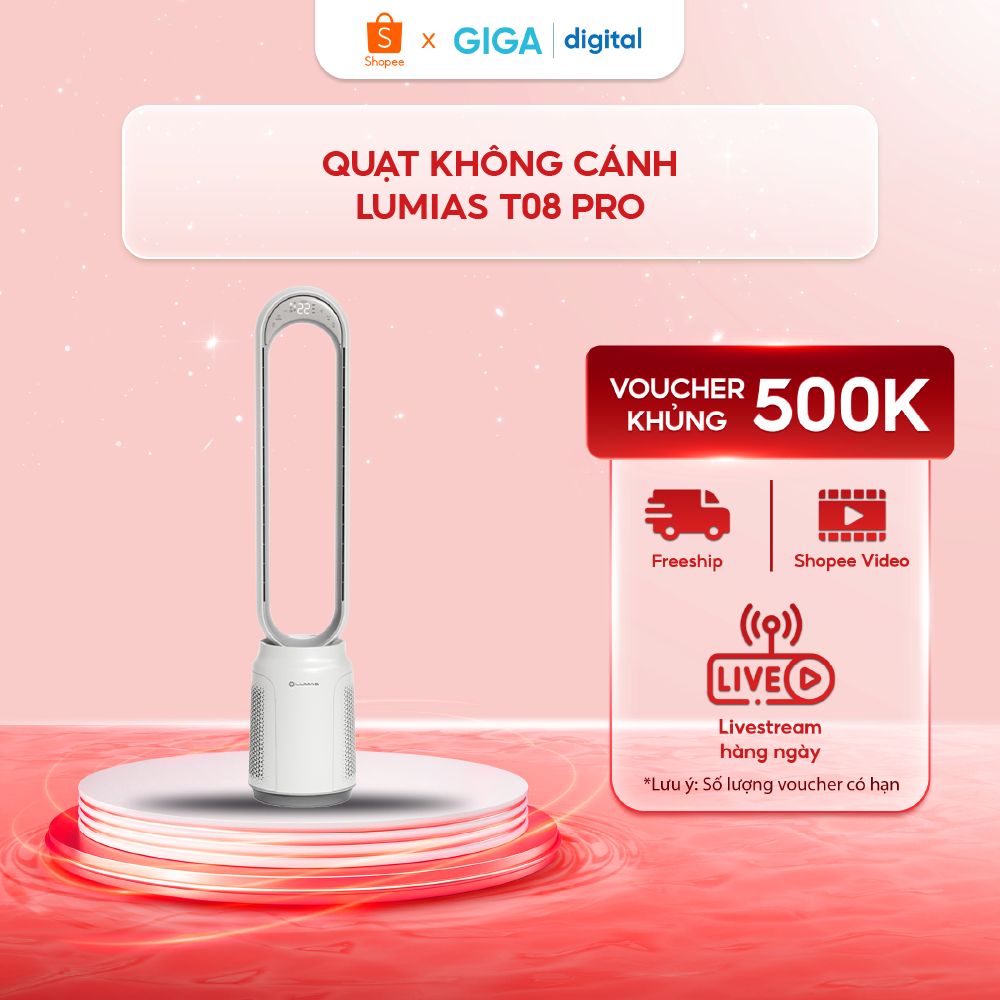 Quạt không cánh Lumias T08 Pro - 38W, 3 chế độ gió - Tia UV khử khuẩn | Shopee Việt Nam