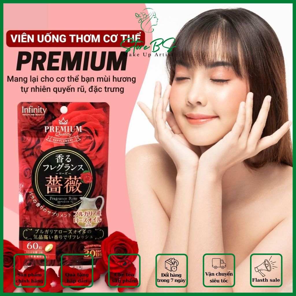 Viên uống thơm cơ thể Infinity Premium Fragrance Rose 60 Viên / 30 ngày ...