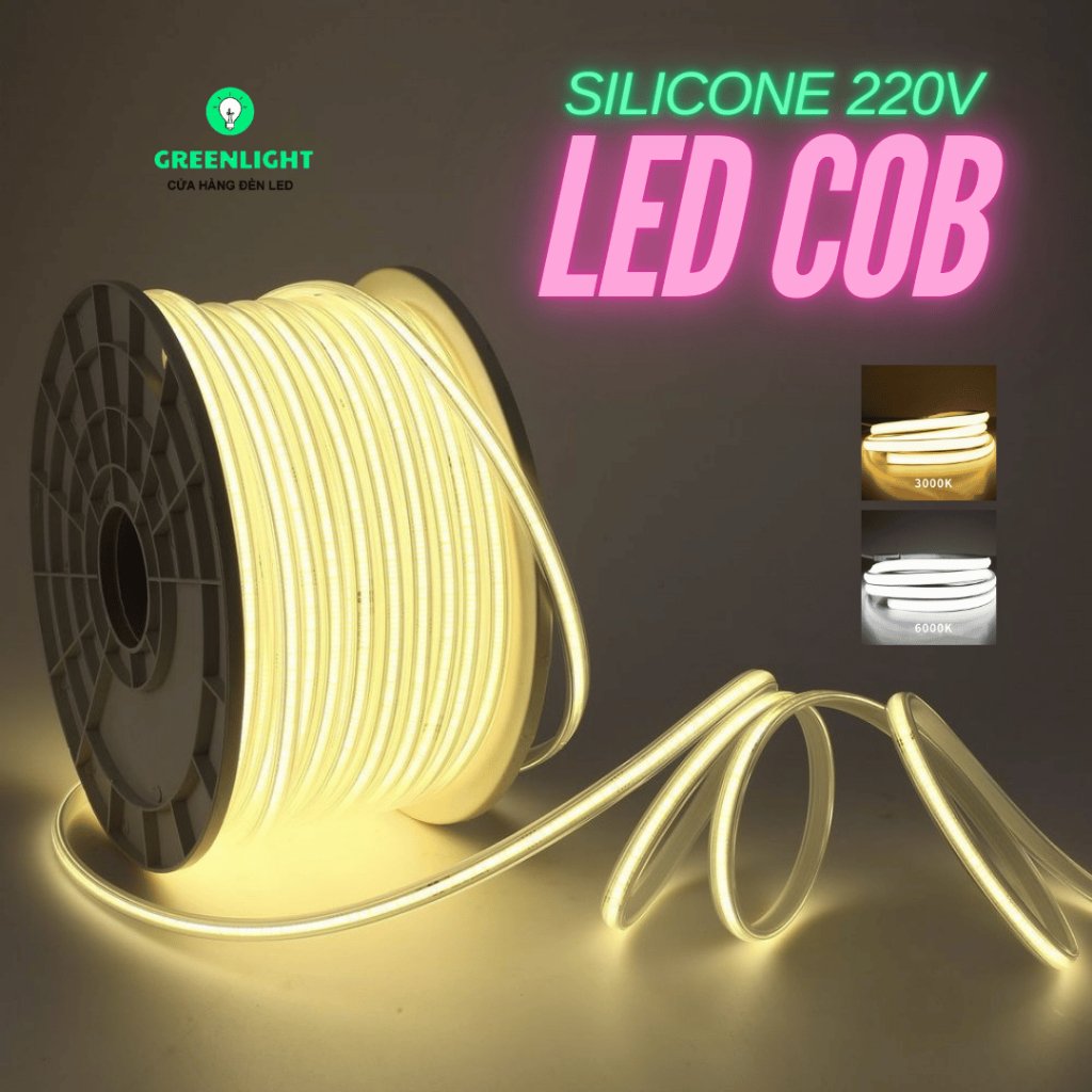Đèn LED Dây COB 220V silicon uốn dẻo 5m 10m tặng nguồn trang trí viền ...