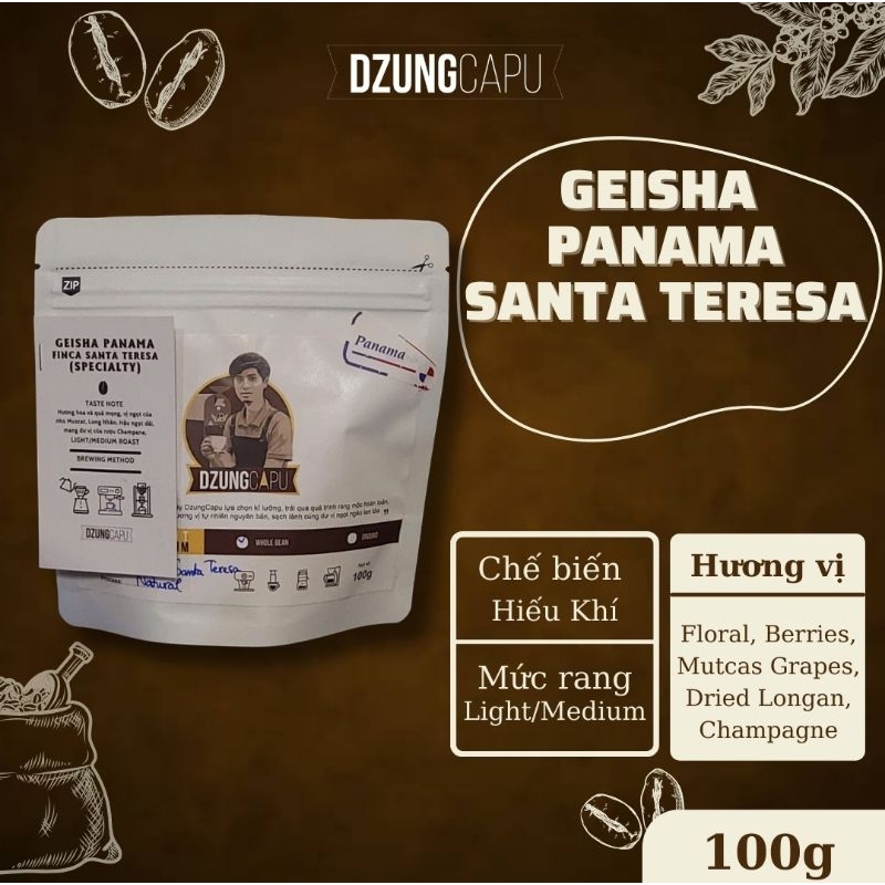 Cà phê Geisha Panama - Ninety Plus - Natural Hiếu Khí - gói 100g - DzungCapu Specialty Coffee ...