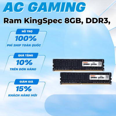 Ram KingSpec 8GB | DDR3, 1600MHz, không tản nhiệt hàng cũ bảo hành 3 ...