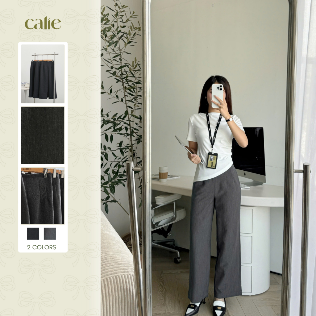 Quần suông cạp liền chiết ly thương hiệu Calie house QX031 AC393 ...