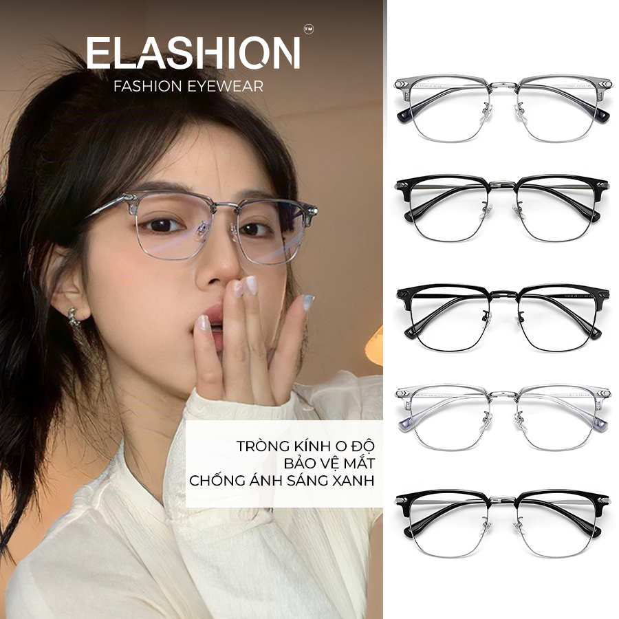Gọng Kính Nam Nữ Elashion Kính Mắt Khung Chữ Nhật Phong Cách Basic