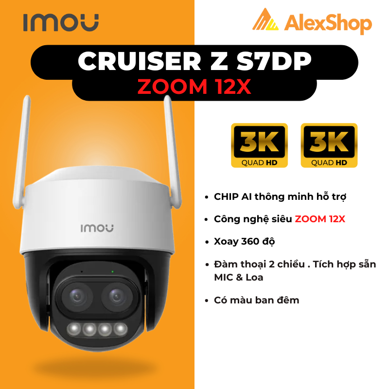 [5M-ZOOM 12X] Camera Imou Cruiser Z (S7DP) Zoom 12X Ngoài Trời Xoay 360 ...