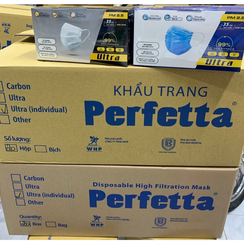 Thùng Khẩu trang cao cấp 4 lớp Perfetta Ultra - Hàng chính hãng - Hộp ...