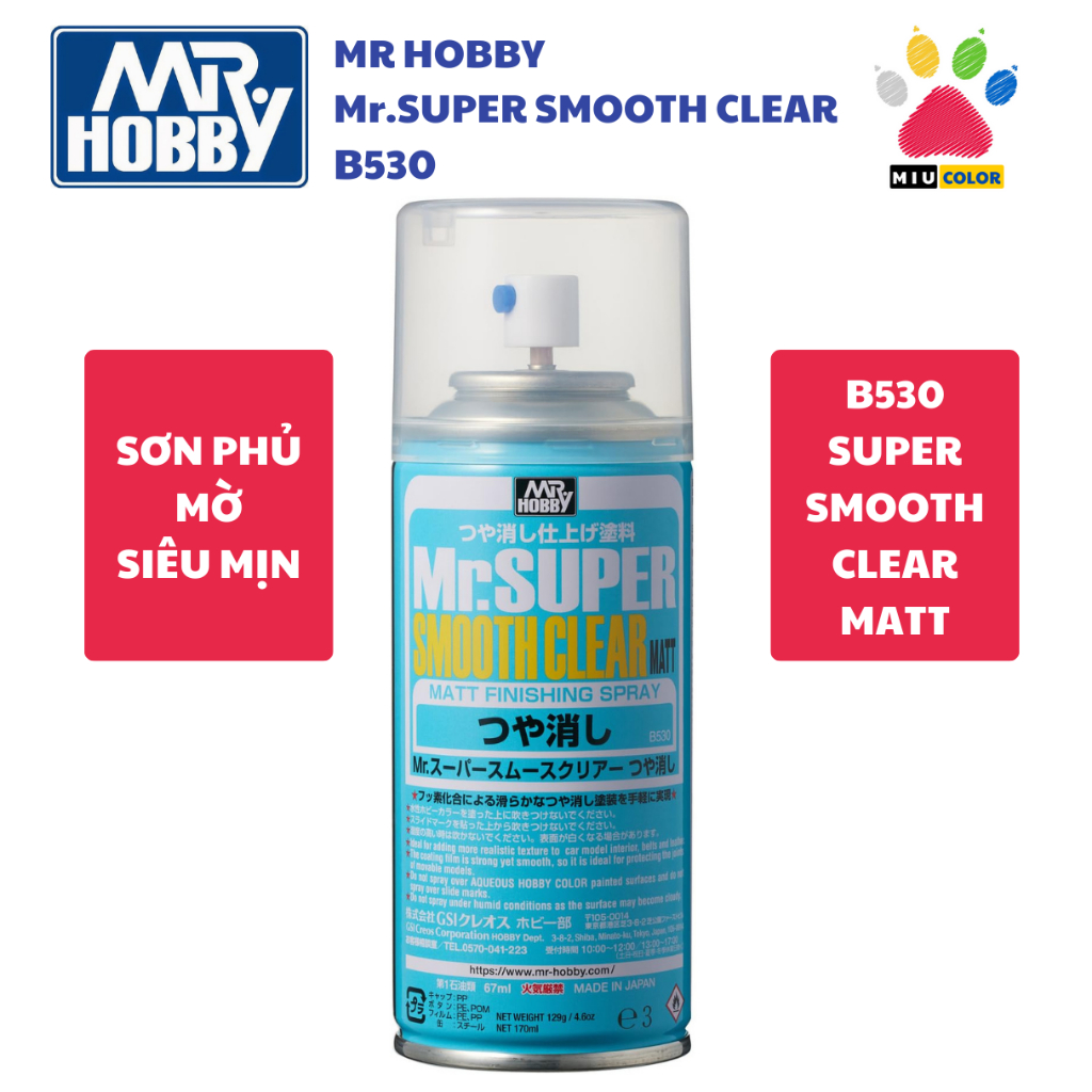 TOPCOAT MR.HOBBY - Mr.SUPER SMOOTH CLEAR - Sơn phủ mờ siêu mịn 170 ml ...