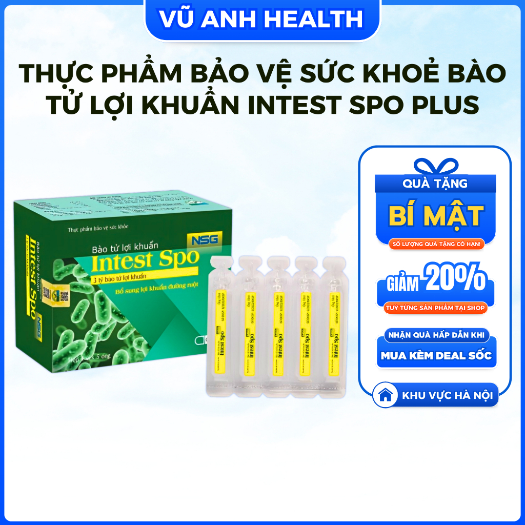 Bào Tử Lợi Khuẩn Intest Spo Plus Hộp 20 ống, Bổ Sung 5 Tỷ Bào Tử Lợi ...