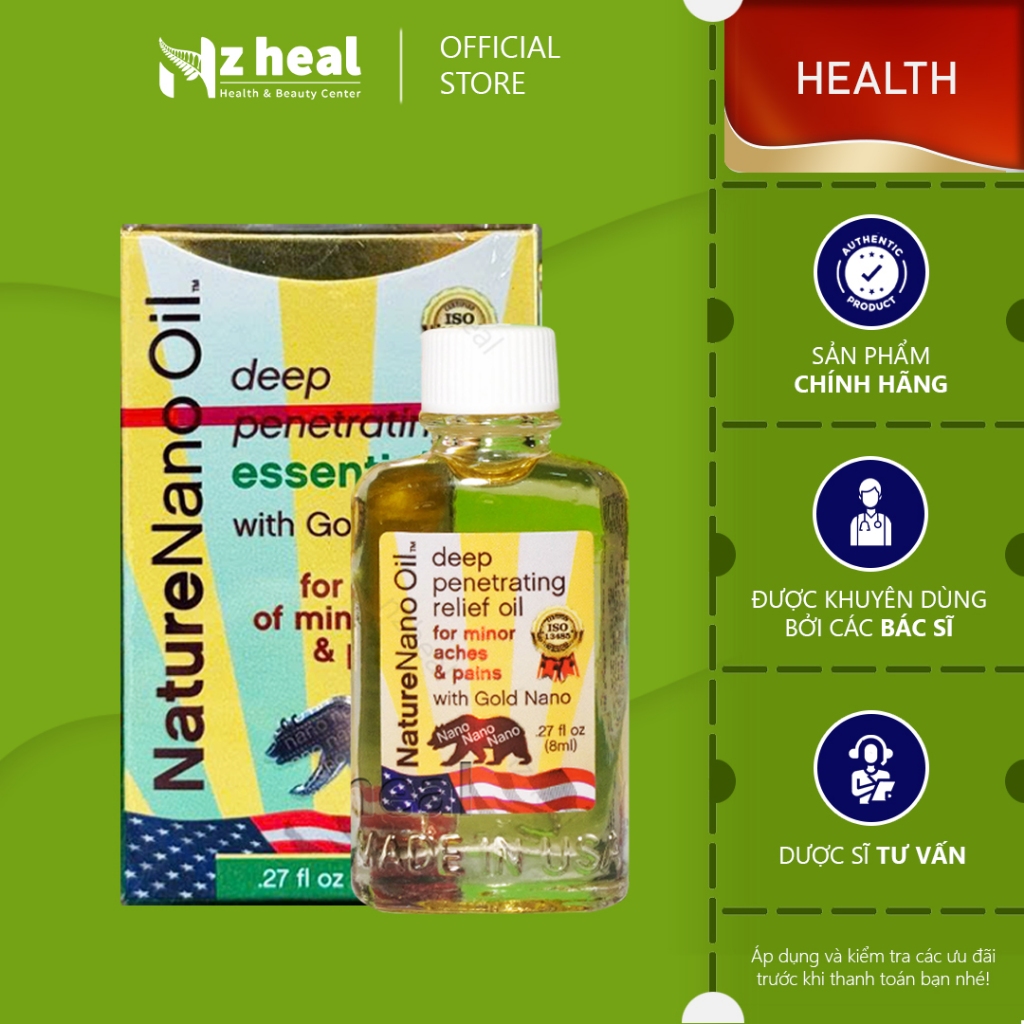 Dầu gió xoa bóp, giảm đau nhức hiệu con gấu NATURE NANO OIL 8ml (Mỹ) | Shopee Việt Nam