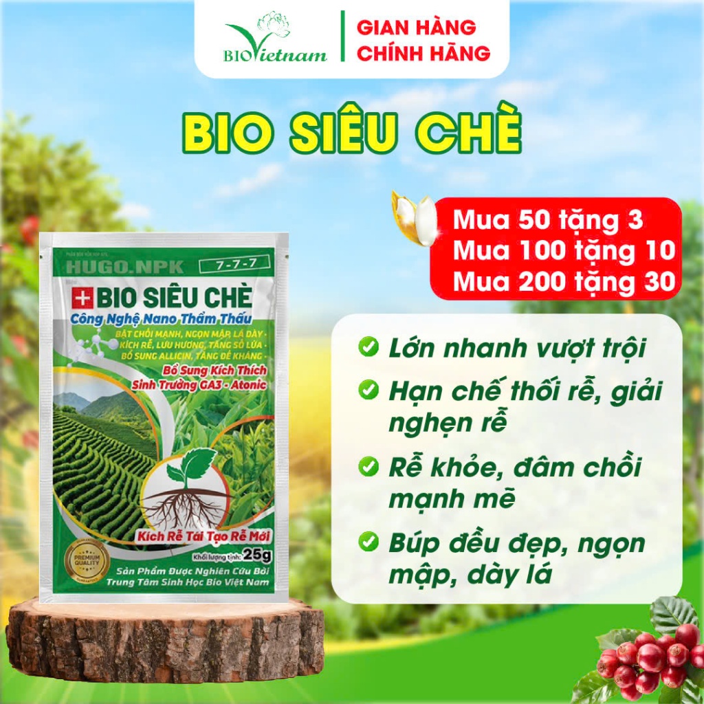 Phân Bón Lá Cho Cây Chè BIO SIÊU CHÈ 25g - Phân Bón Hỗn Hợp NPK Giúp ...