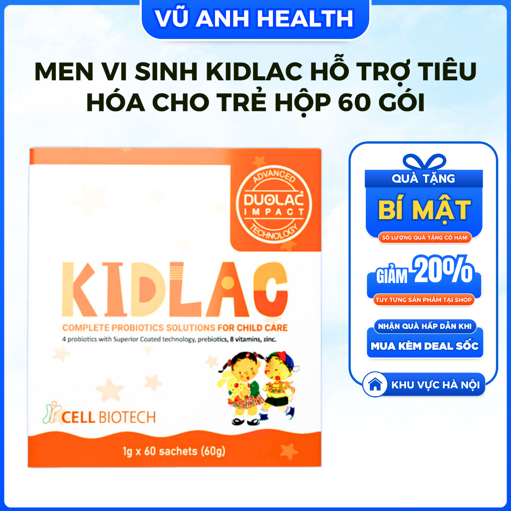 Men Vi Sinh KIDLAC Hỗ Trợ Tiêu Hóa Cho Trẻ Hộp 60 Gói, Giúp Tăng Cường ...