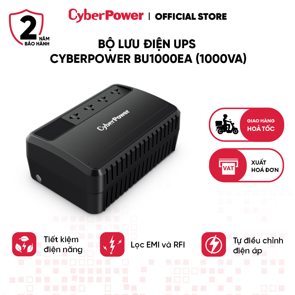 Bộ Lưu Điện UPS Cyberpower BU1000EA (1000VA) Công Suất 630W Dùng Cho PC ...