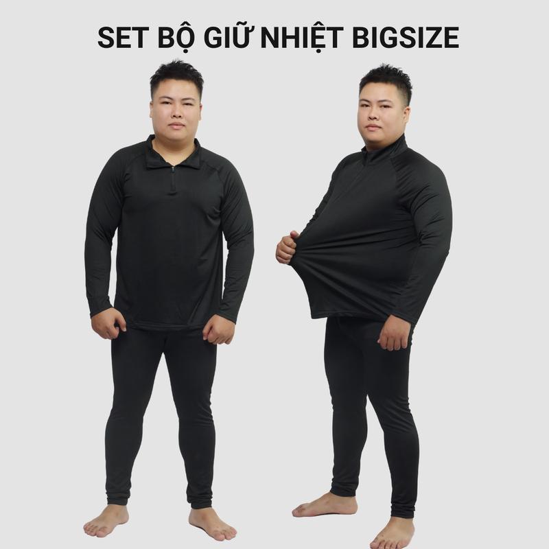 Bộ quần áo giữ nhiệt bigsize 70-120kg BS COUTURE chất liệu poly cao cấp, set bộ đồ trơn bigsize ...