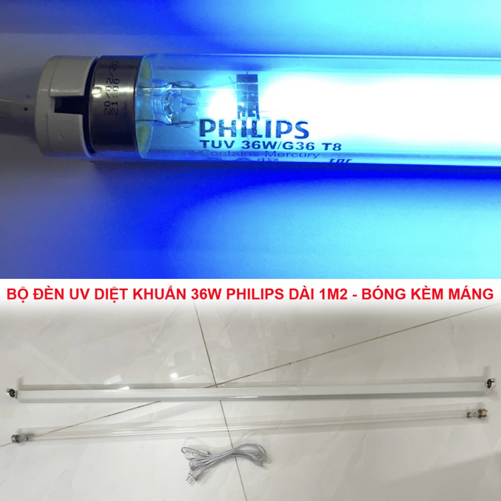 Bộ đèn UV diệt khuẩn Philips 36W dài 1m2 - Đèn UV 1m2 | Shopee Việt Nam