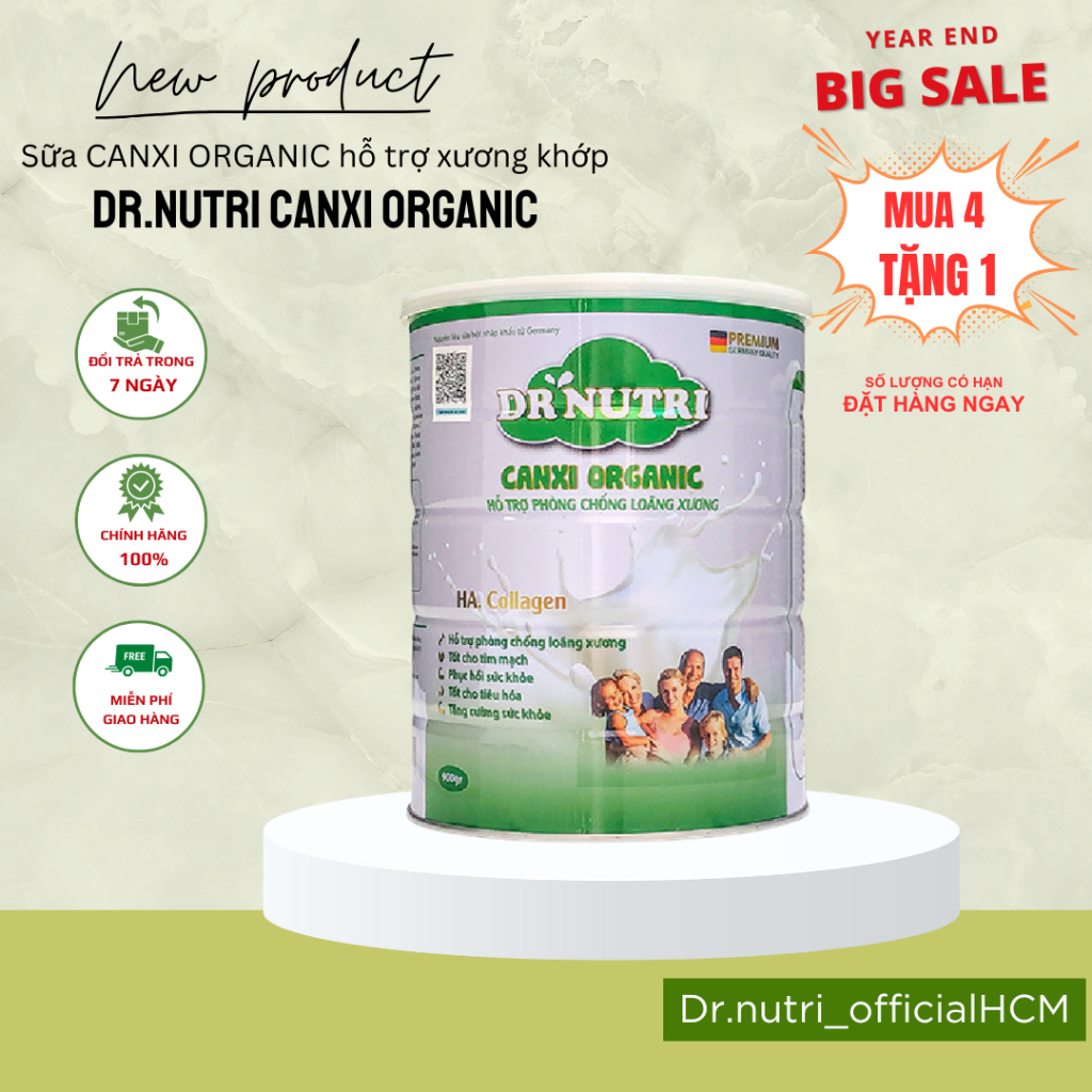 Sữa bột Dr. Nutri – Canxi Organic 900gr - Bổ sung Canxi (Mua 4 hộp 900gr tặng 1 hộp 900gr ...