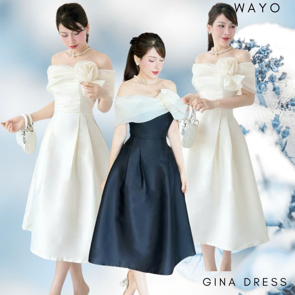 [Gina Dress] Đầm WAYO thiết kế trễ vai tafta phối tơ cao cấp dự tiệc ...