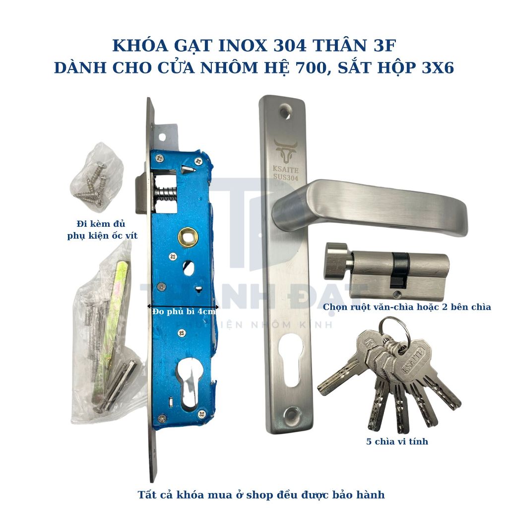 Khóa tay gạt hệ 700 INOX dùng cho cửa nhôm, sắt, gỗ (Khóa tay gạt hệ ...