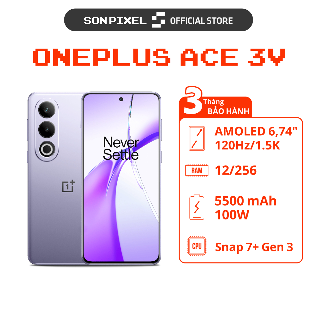 Điện Thoại OnePlus Ace 3V 5G, Chip Snapdragon 7+ Gen 3, Pin 5500 mAh, Sạc Nhanh 100W. SonPixel ...