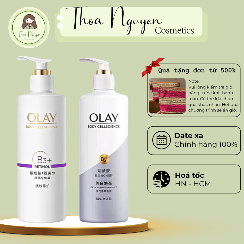 Dưỡng Thể Olay B3 + Retinol, Olay Bright Ultra Whitening dưỡng trắng ...