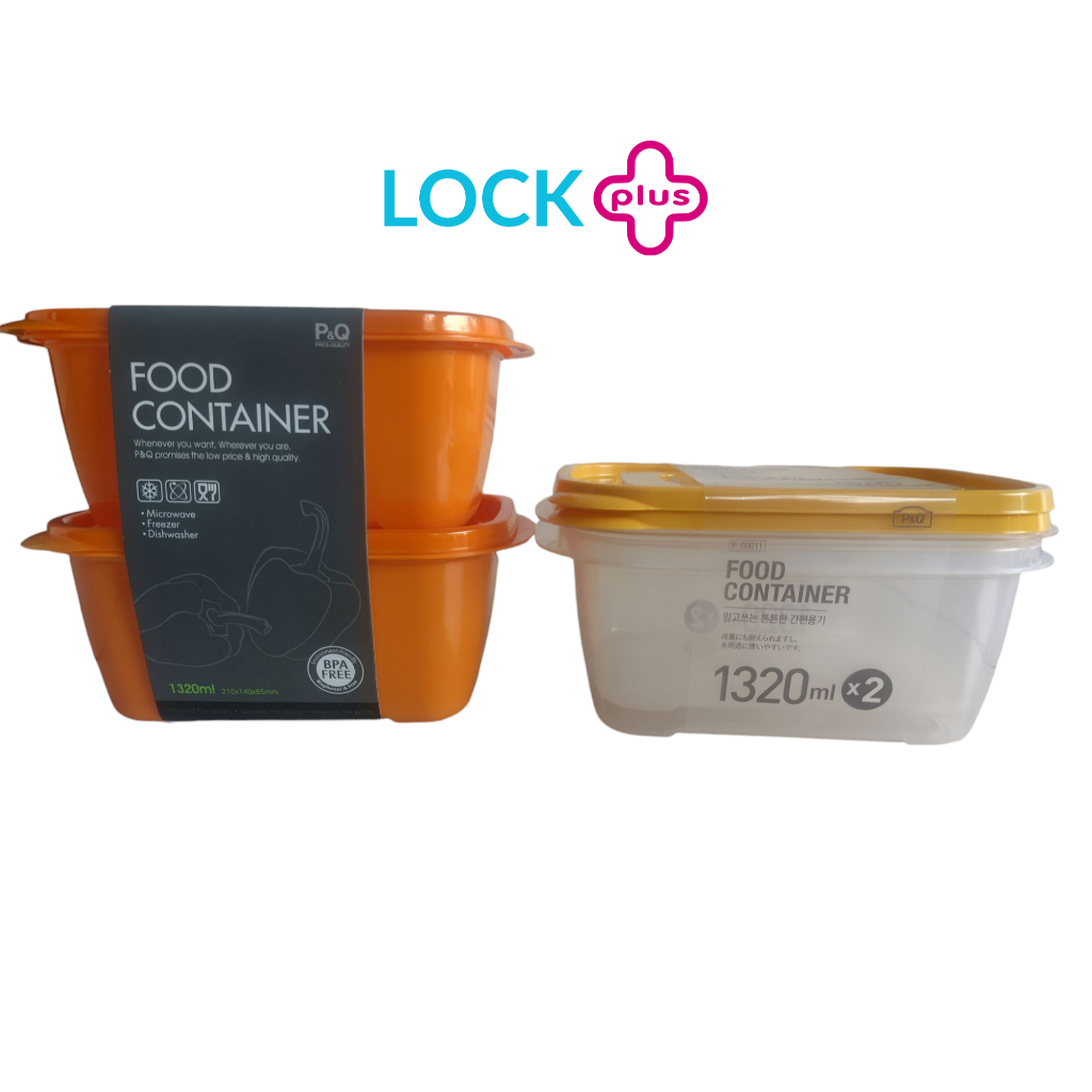 Bộ 2 hộp nhựa bảo quản thực phẩm Food Container Lock&Lock P&Q P-00011 (1320ml) - hàng chính hãng ...