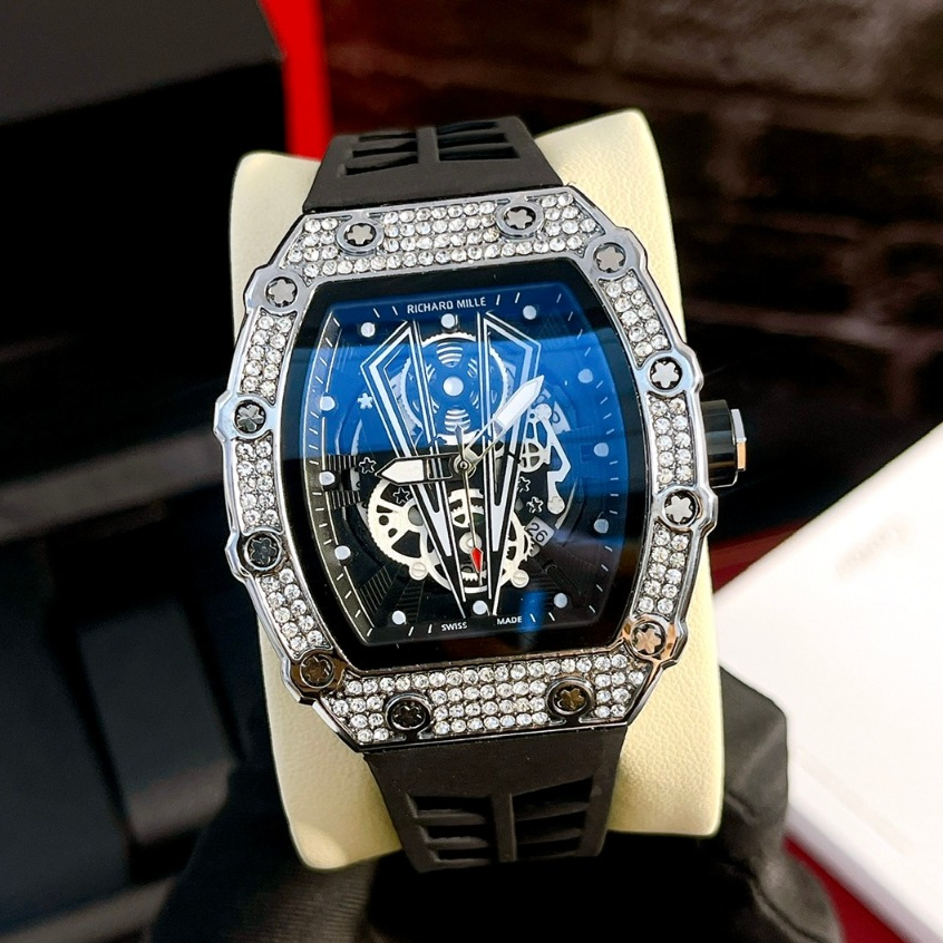 Đồng Hồ Nam RM35-01, Size mặt 44mm, Mặt Đính Đá Sang Trọng, Dây Cao Su ...