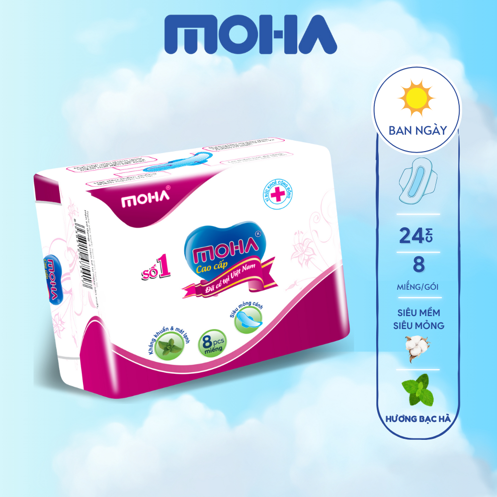 Băng vệ sinh có cánh MOHA cao cấp hộp 8 miếng. | Shopee Việt Nam