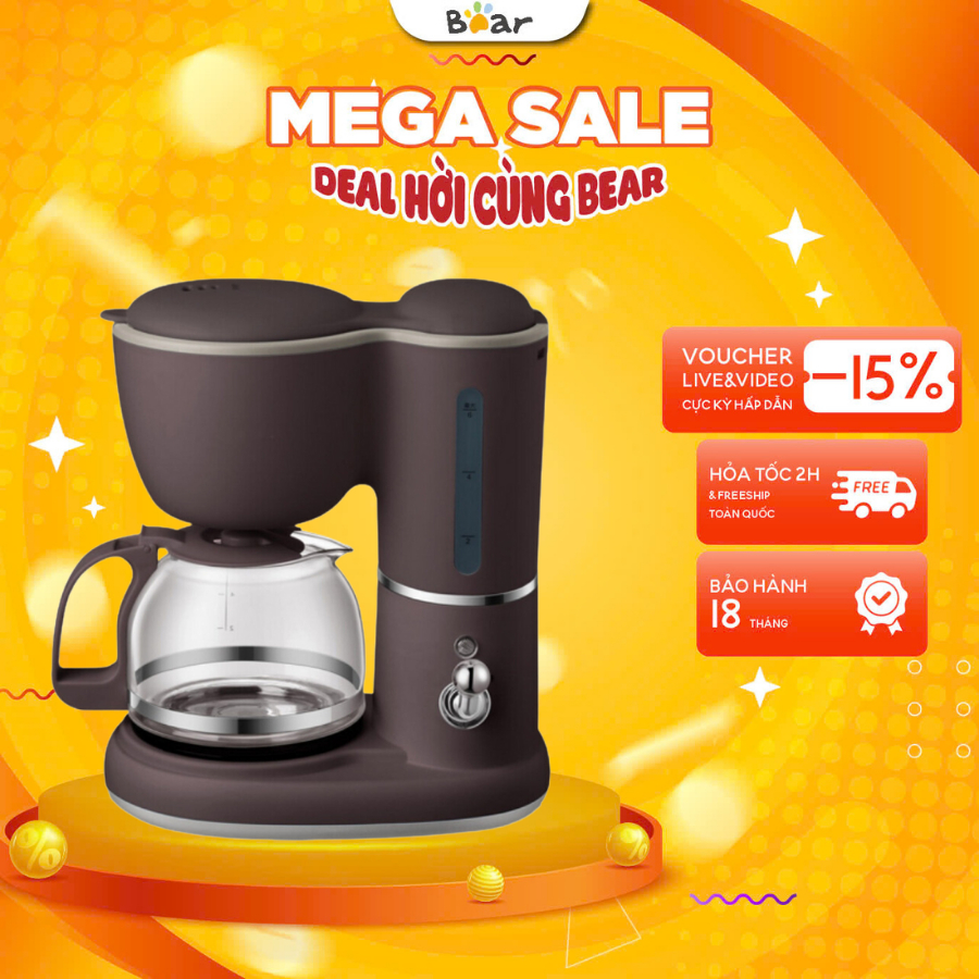 Máy Pha Cà Phê Mini Tự Động Bear KFJ-A06Q1, 0.6L, 550W, Nhỏ Gọn Tiện Dụng Pha Trà/Coffee,BH 18 ...
