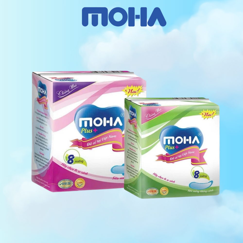 Băng vệ sinh có cánh và băng vệ sinh không cánh MOHA PLUS gói 8 miếng ...