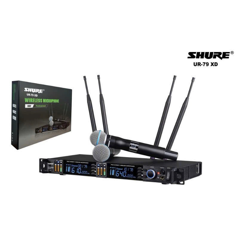 Micro không dây SHURE UR-79 XD ( Sản phẩm sưujki )- hộp sóng lớn vỉ tím ...