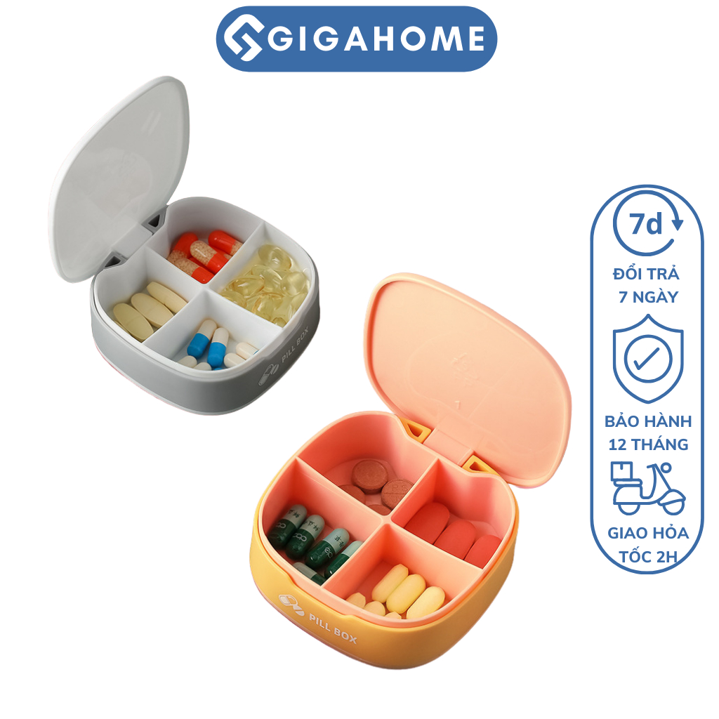 Hộp Bảo Quản Thuoc Mini 4 Ngăn Thiết Kế Kín, Chống Ẩm Dễ Dàng Mang Đi ...