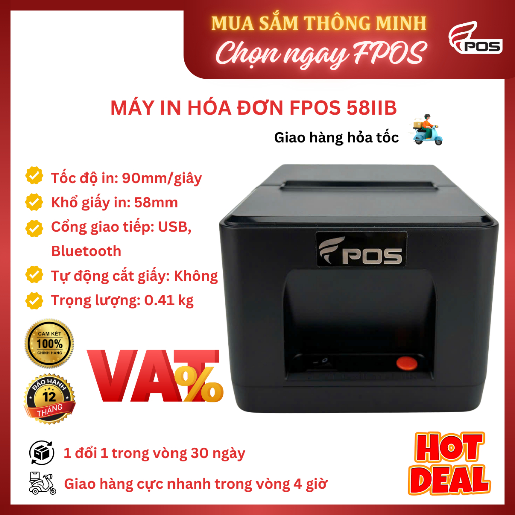 Máy in hóa đơn FPOS 58IIB [USB + Bluetooth] | Shopee Việt Nam