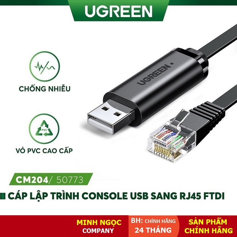 Cáp lập trình Console USB to RJ45 FTDI cao cấp Ugreen 50773 dài 1,5m ...