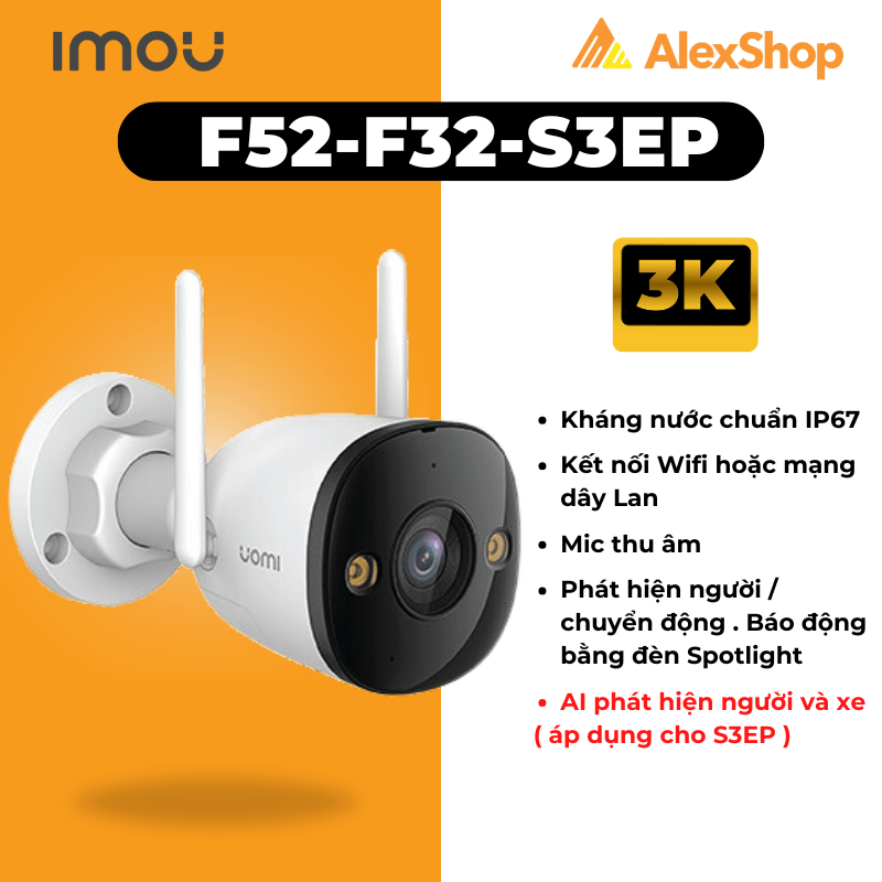 [2025] Camera Wifi Ngoài Trời Imou F52 F42 F32 S3EP Góc Rộng Cố Định ...