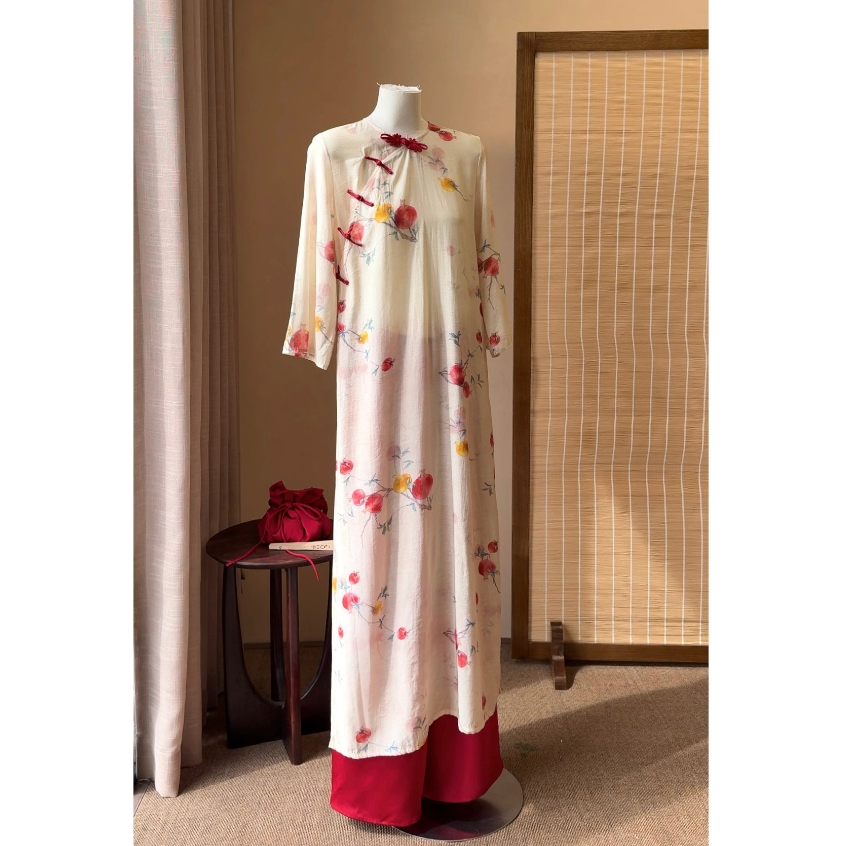 OLV - Áo dài kiểu suông hoa AD Hân Nghiên (Không kèm quần) | Shopee ...