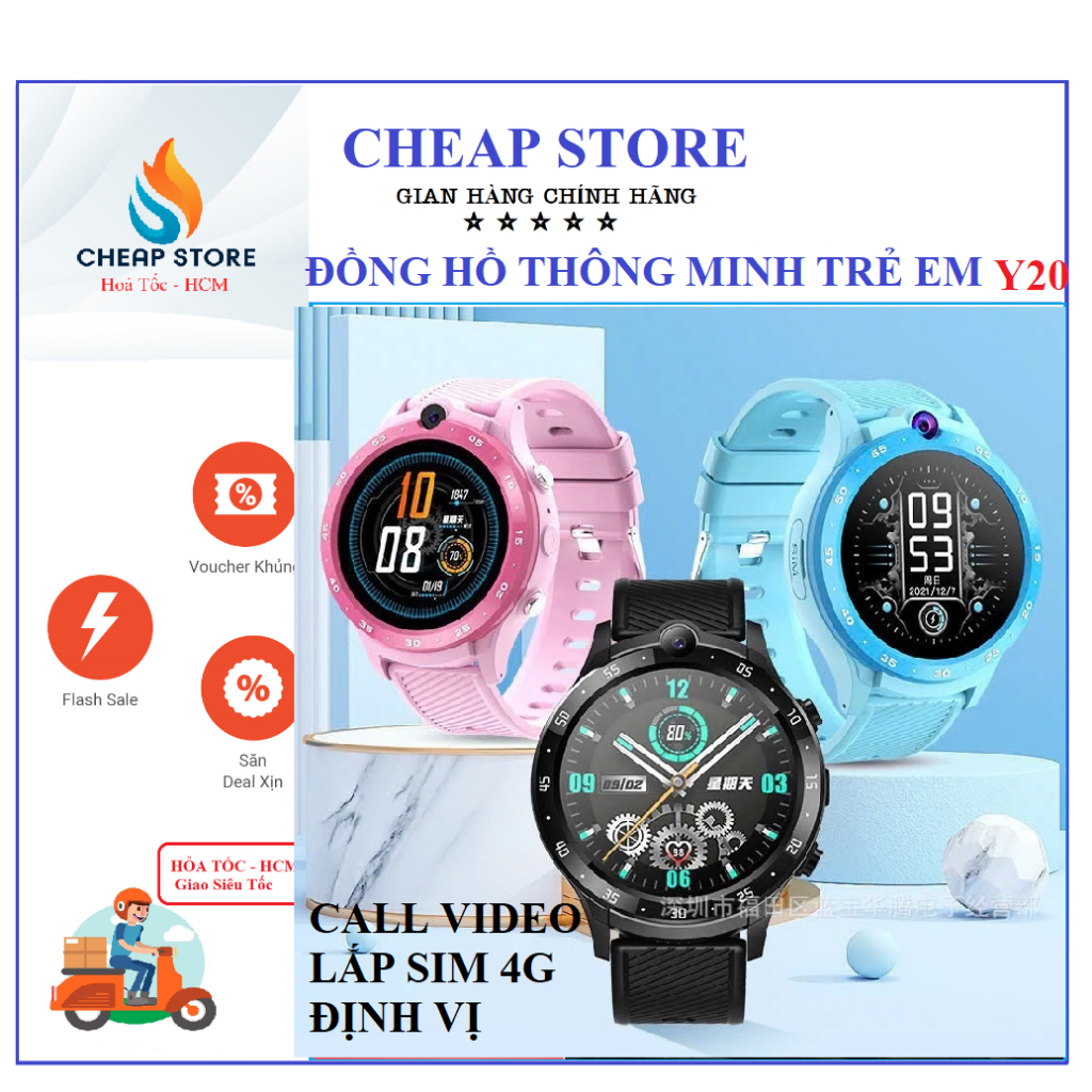 (CALL VIDEO) Đồng Hồ Thông Minh Mặt Tròn Y20 , Chát - Định Vị - Có Tiếng Việt - Báo thức - Chụp ...