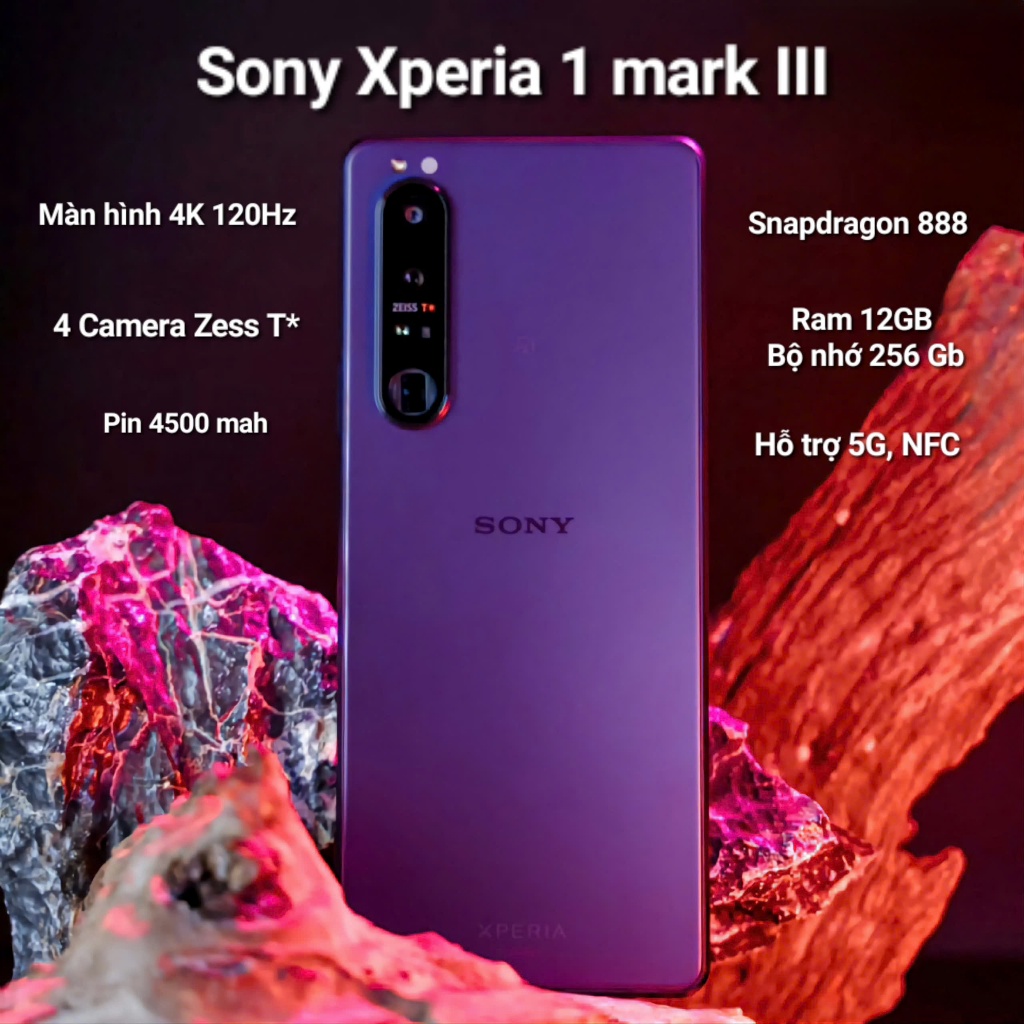 Sony Xperia 1 III (Xperia 1 Mark 3) 5G có NFC VoLTE Ram 12GB bộ nhớ ...