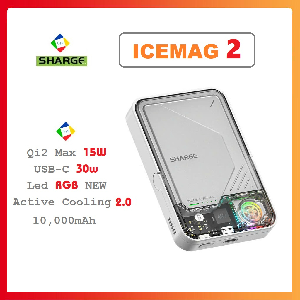 Pin Sạc Dự Phòng Sharge ICEMAG 2 10000mAh Qi2 15W USB-C 30W Max | RGB Quạt tản nhiệt | Shopee ...