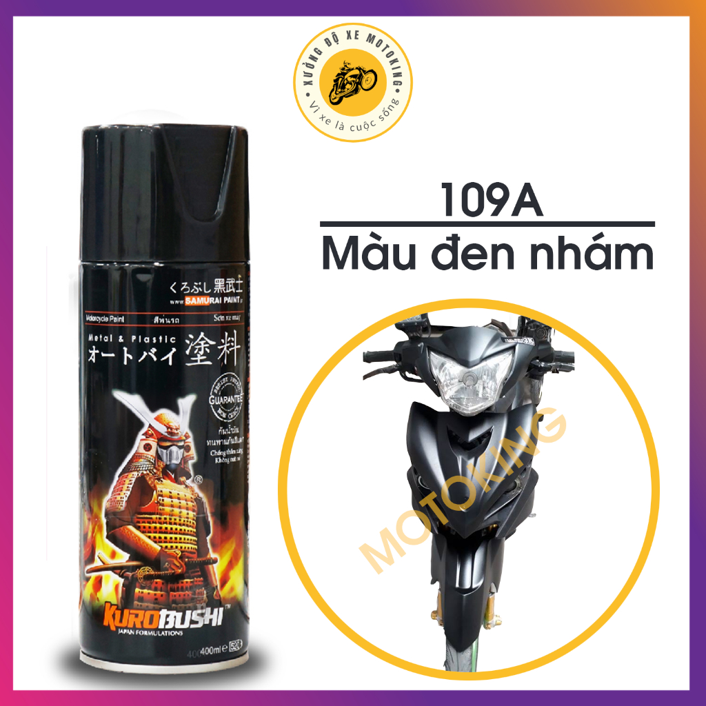 SƠN SAMURAI ĐEN NHÁM 109A - chai sơn xịt chuyên dụng cho sơn xe máy ô ...